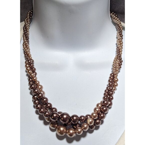 Roman | Jewelry | Roman Brown And Tan Twist Pearl Beaded Necklace ...